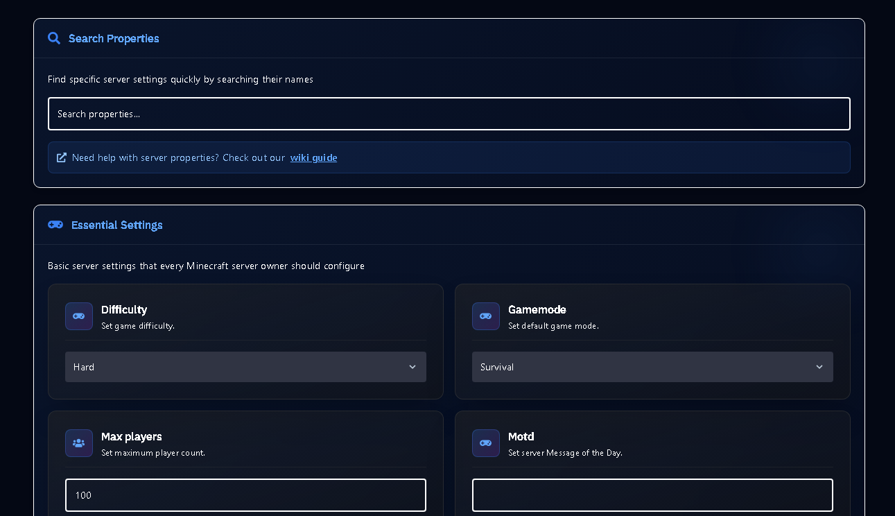 The Server Properties | Tick Hosting Help